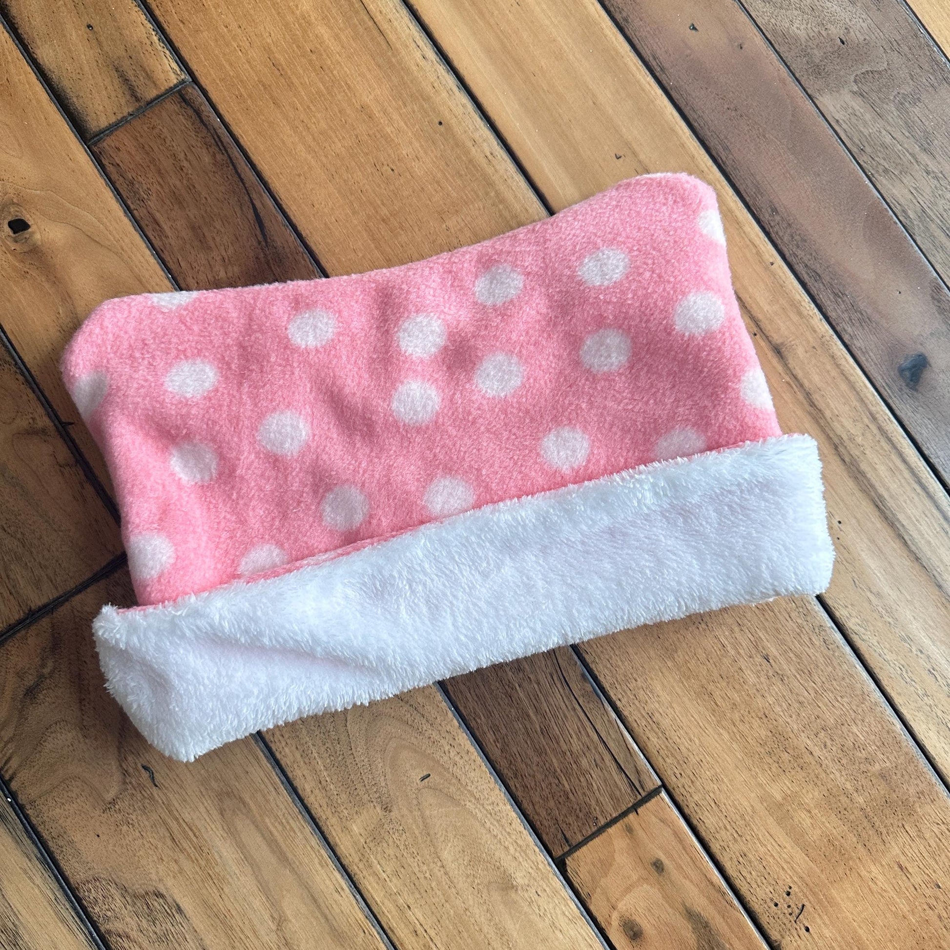 Double-Sided Pink & White Polka Dot Fleece Cat Ear Toque: custom size ...